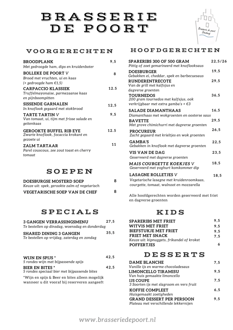 Brasserie de Poort | Heerlijk lunchen, borrelen en dineren